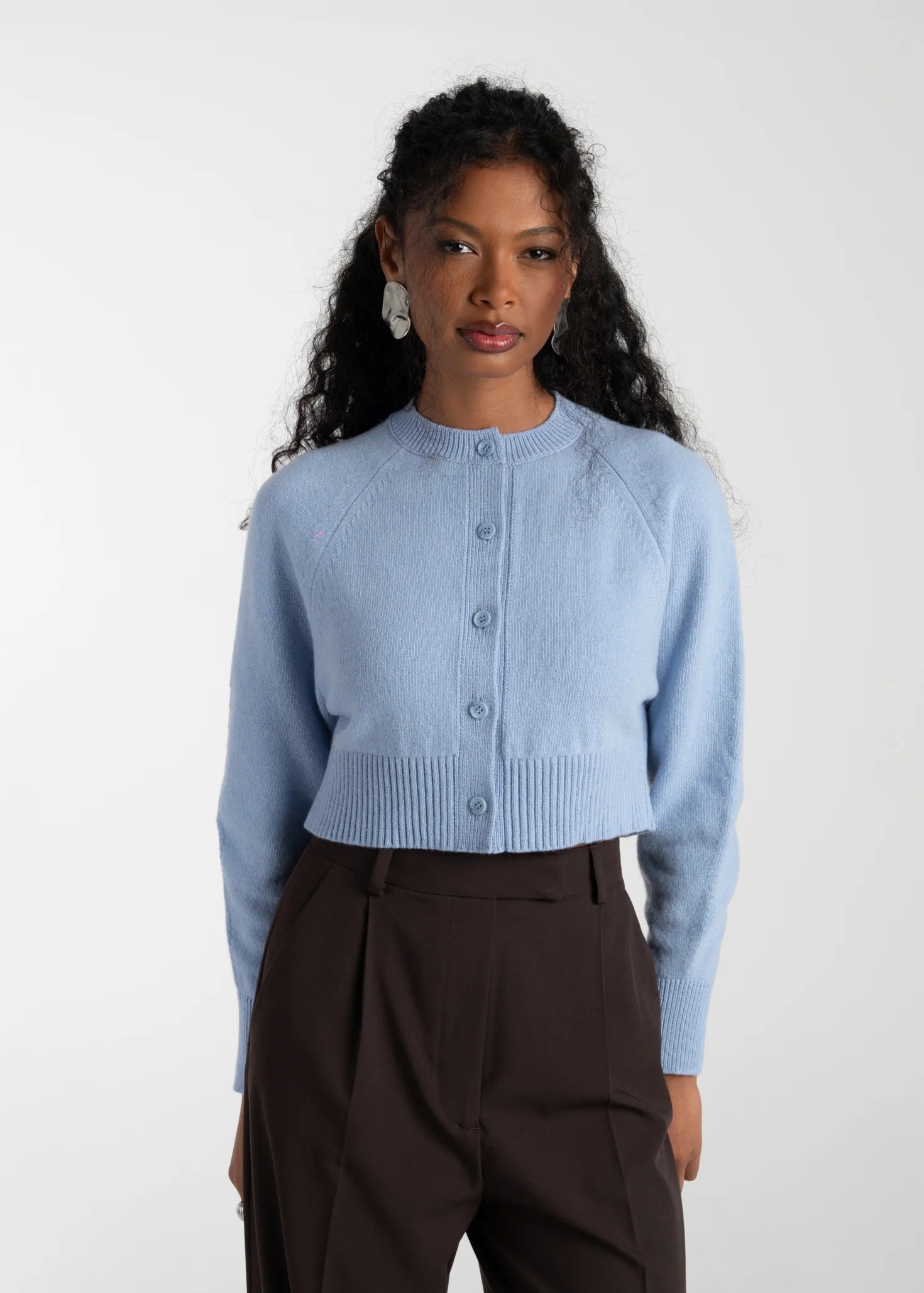 Women’s cardigan | Emily Merino Wool Cardigan Baby Blue – IVALO.COM
